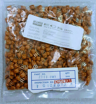 (500 pc. Bag) ECS ZTT-8.00MT 8 MHz CERAMIC RESONATOR 8.0000MHZ 30PF T/H ...