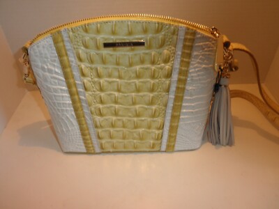 NWT BRAHMIN "MINI" DUXBURY gold yellow goldenrod & ivory LEATHER BAG ...