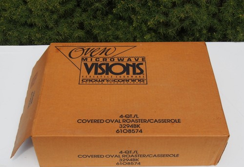 NOS Vision Ware Visions 4 qt Amber Covered Oven Oval Roaster Casserole ...