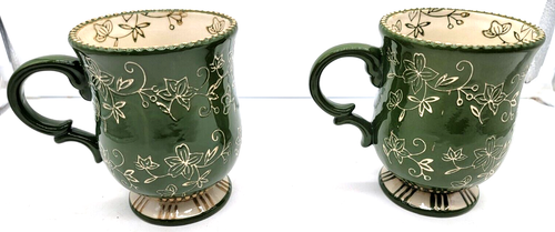 Temptations Floral Lace Green 16 Oz Mug set of 4 | eBay
