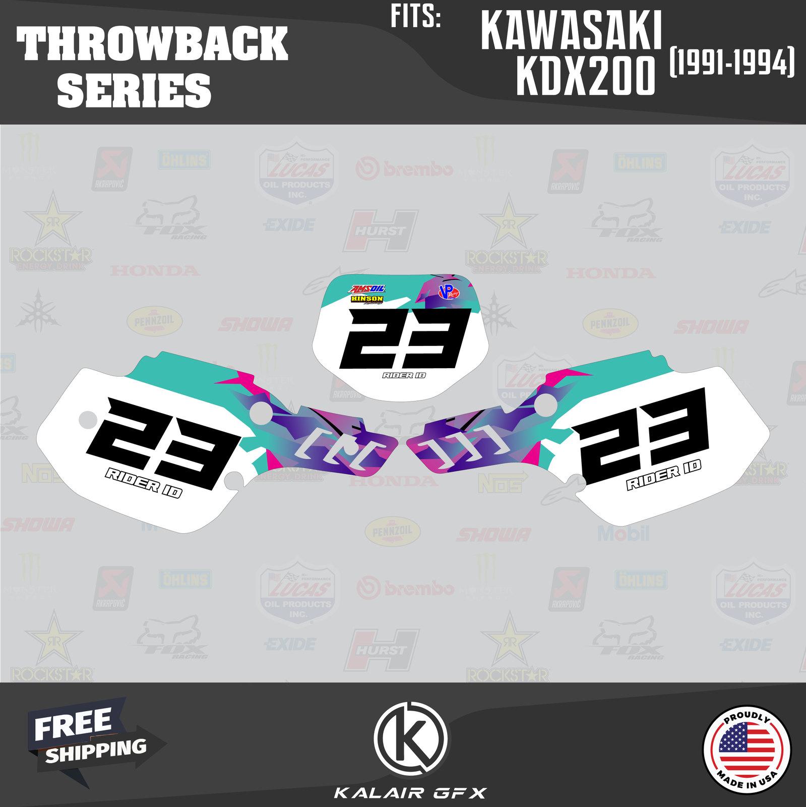 Graphics Kit for KAWASAKI KDX 200 (1991-1994) Throwback - TEAL | eBay