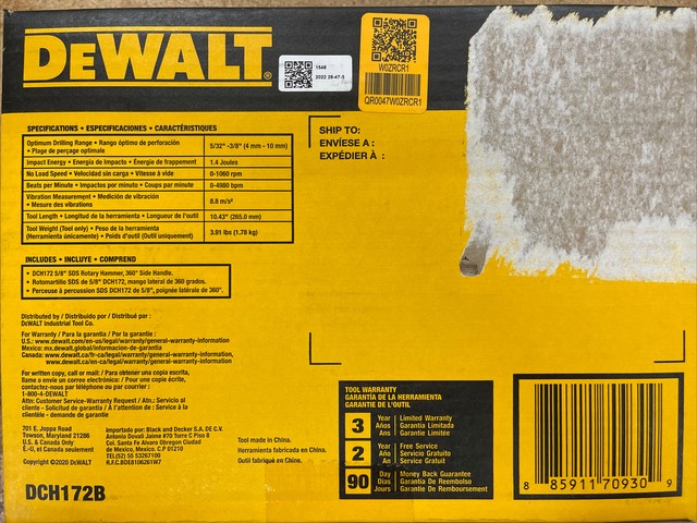 DEWALT DCH172B 20V Cordless Rotary Hammer Drill - Multicolor for sale ...