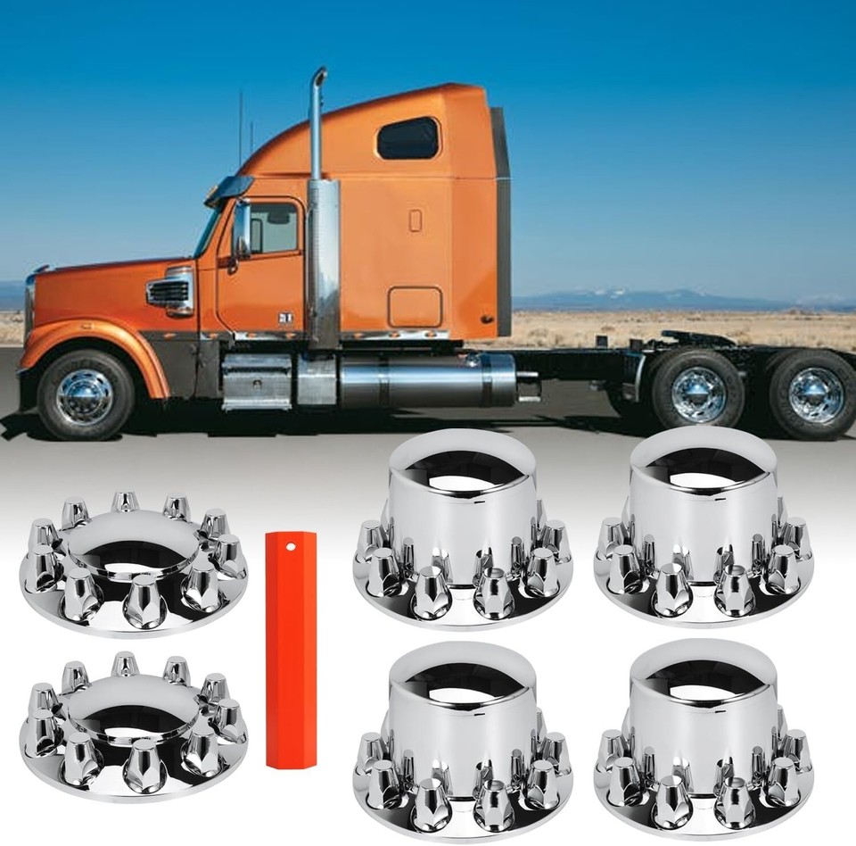 Axle Wheel Cover Hub Cap 33mm Screw-on Lug Nut Covers for Kenworth Semi ...