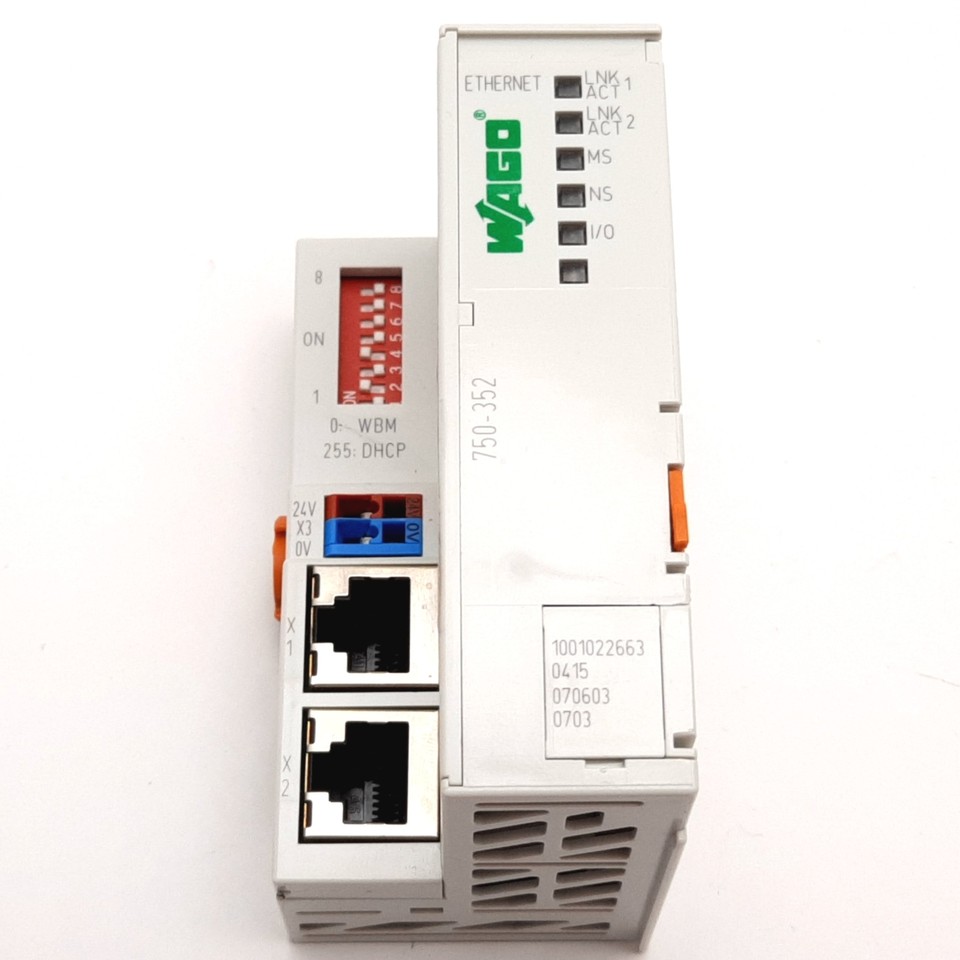 Wago 750-352 Ethernet Fieldbus Coupler 10/100Mbit/s 2-Port, 24VDC, 64 ...