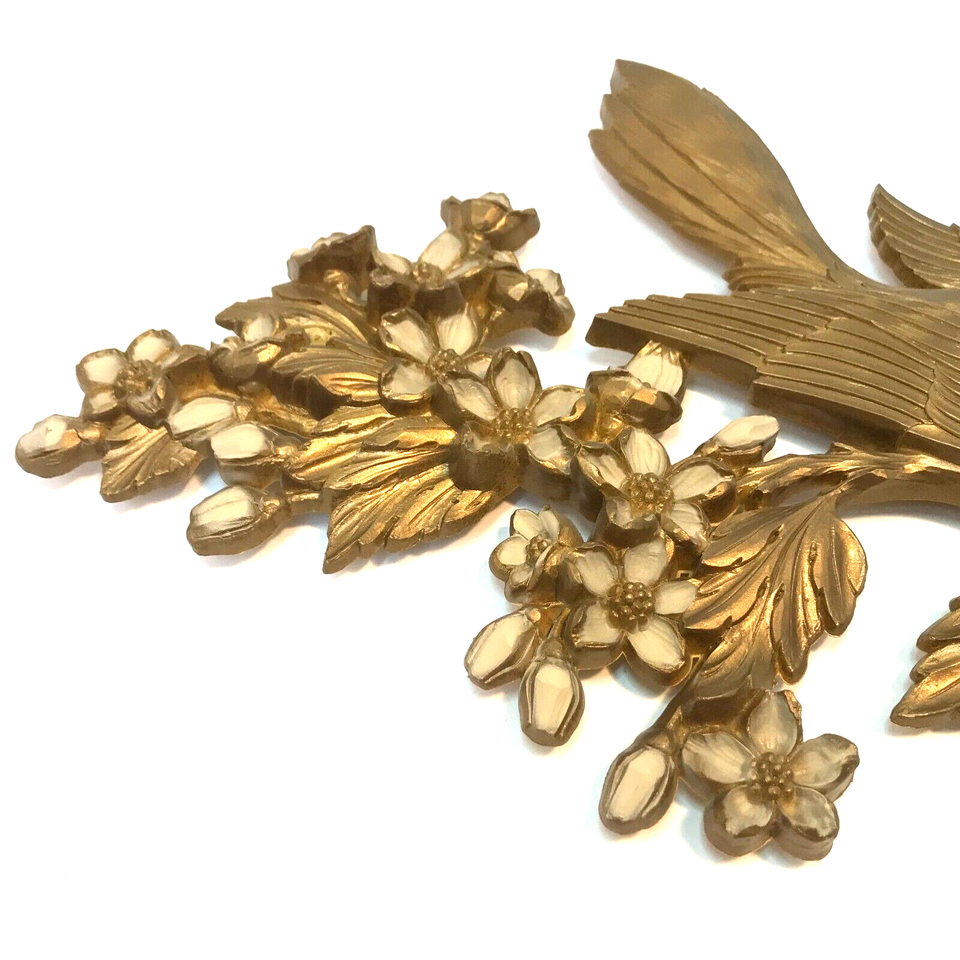 Syroco Gold Birds Vintage Pair Wall Plaques Dogwood Branches Flowers ...