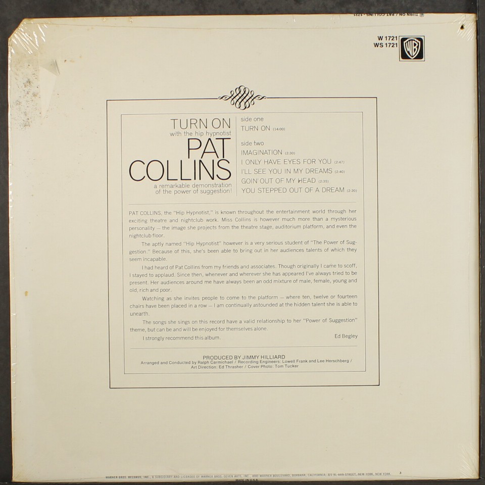 MISS PAT COLLINS: the hip hypnotist WB 12" LP 33 RPM Sealed | eBay