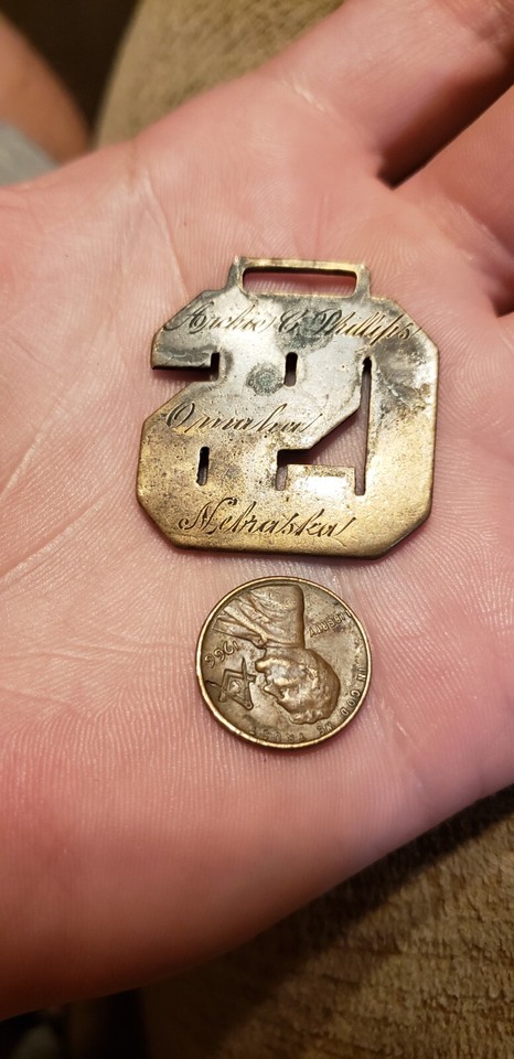 RARE EARLY 1900S OMAHA STATE COLLEGE NEBRASKA NAME ENGRAVED WATCH FOB ...