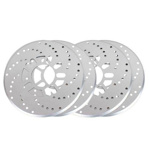 4-Piece Silver Aluminum Alloy Cross Drilled Four Wheel Disc Brake Rotor ...