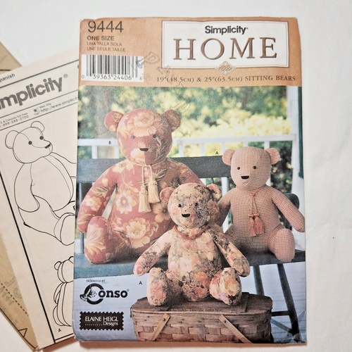 Simplicity Home Sitting Bears Pattern 9444 Elaine Heigl 2000 Design ...
