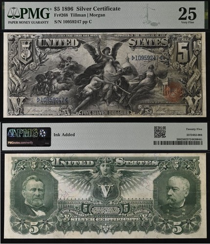 1896 $5 Silver Certificate PMG 25 - Educational Note - Red Seal - Fr ...