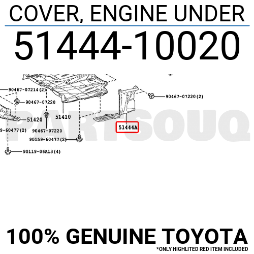 5144410020 Genuine Toyota COVER, ENGINE UNDER 51444-10020 | eBay