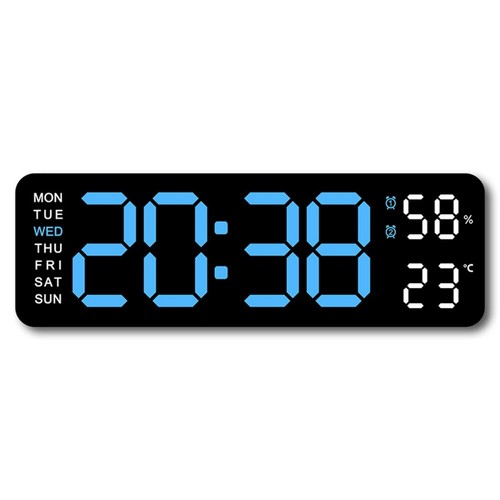 LED Large Digital Wall Desk Clock Humidity Temperature Date Week ...