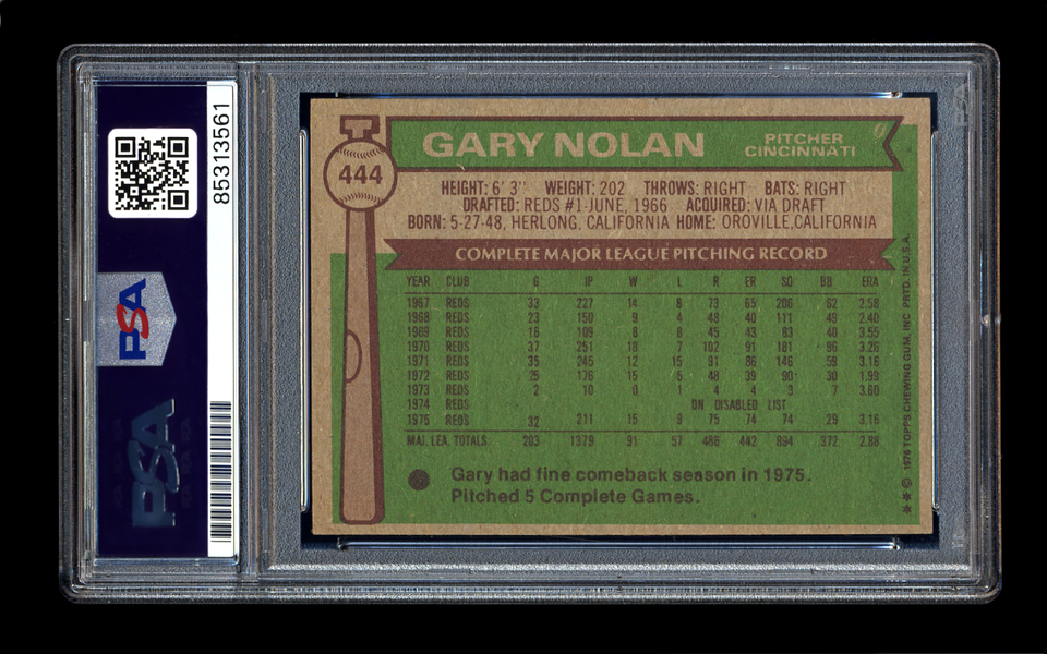 GARY NOLAN SIGNED 1976 TOPPS CARD PSA/DNA AUTOGRAPHED CINCINNATI REDS ...