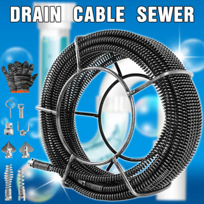Drain Cable Sewer Cable 50Ft 1/2In Drain Cleaning Cable Auger Snake ...