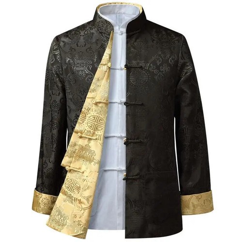 Chinese Style Satin Silk Tang Suit Jacket Double Faced Long Sleeve Kung ...