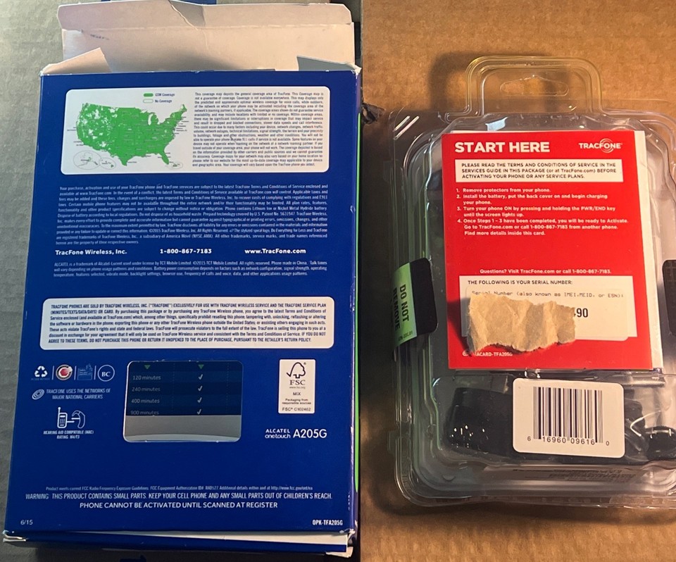 Tracfone Alcatel One Touch A205G Value Pack No Contract Cell Phone NEW ...