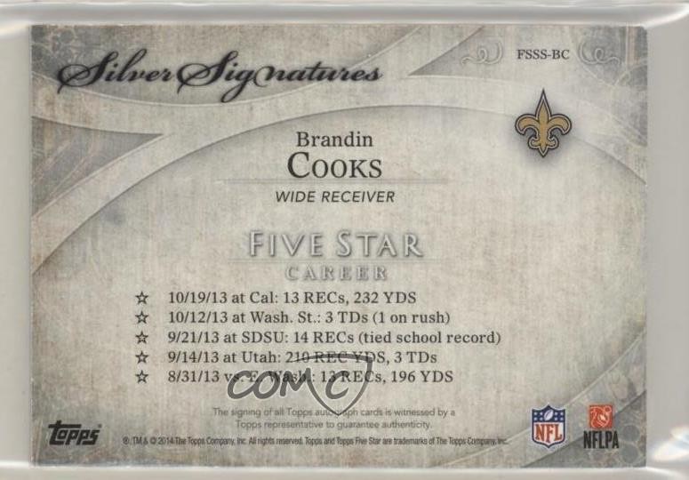 2014 Topps Five Star Silver Signatures Purple /25 Brandin Cooks Rookie ...