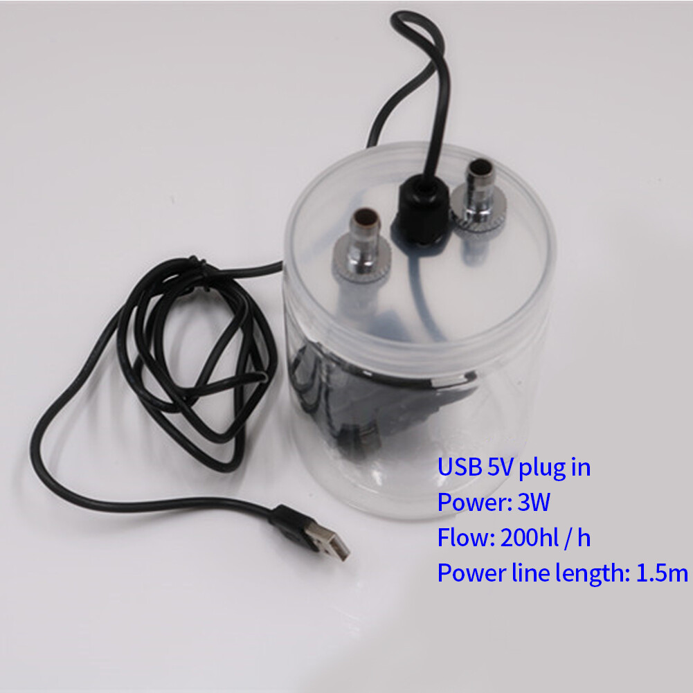 Water Cooler USB Connection Computer Radiator Tank Pump Transparent ...