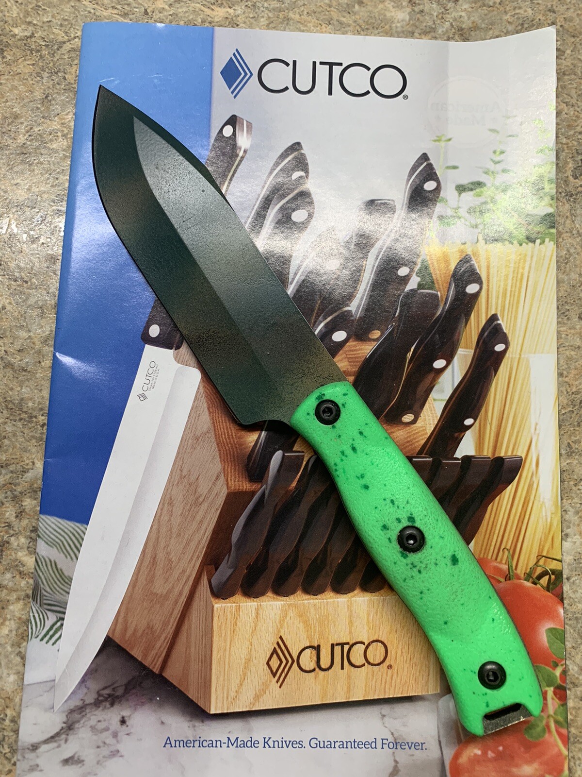 CUTCO KA-BAR 5726 Outdoorsman Hunting Knife Custom Neon Green Handle | eBay