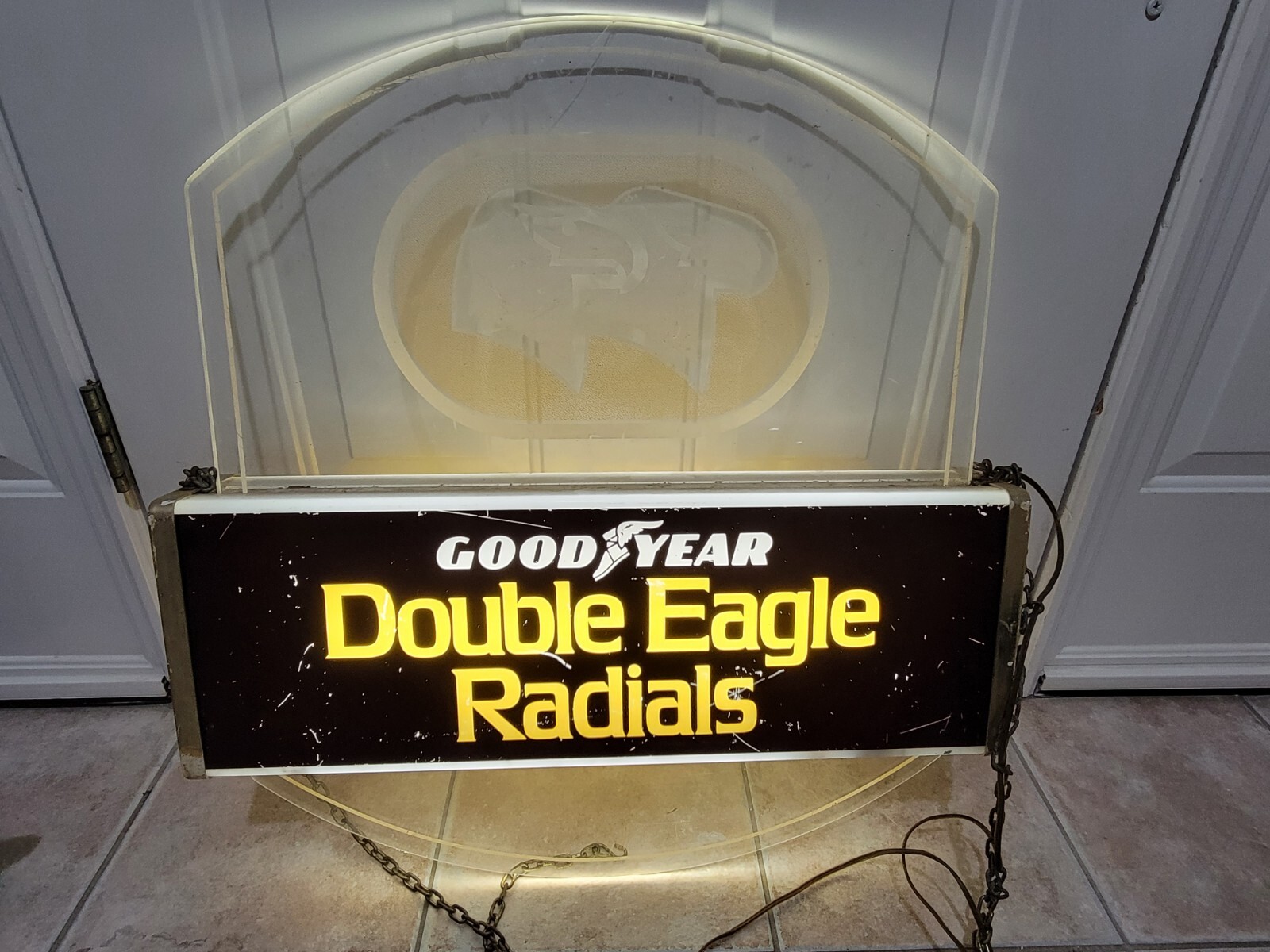 Vintage DS Goodyear Tire Light Sign Lamp Gas Oil Station Island Radial ...