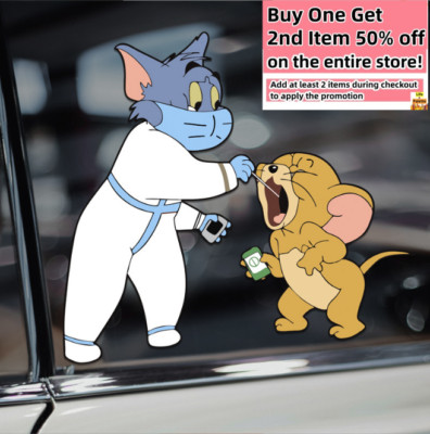 Tom & Jerry Decal Stickers Vinyl Funny Mask Safety Auto Car SUV Truck ...
