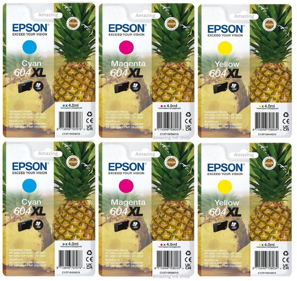Original Epson 604, 604XL, Pineapple Ink Cartridge, LOT | eBay UK