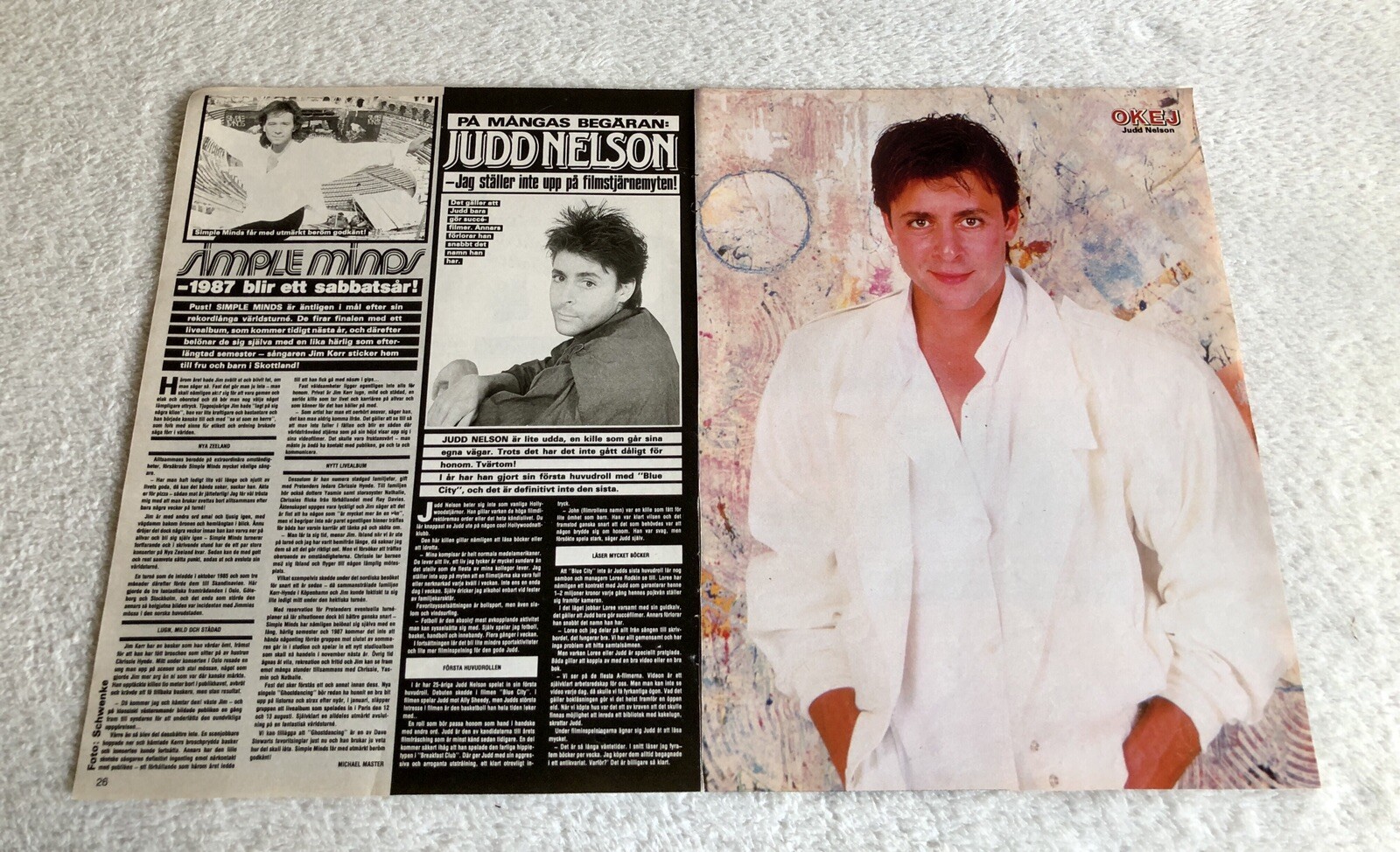 JUDD NELSON 1986 Clipping Poster Swedish magazine Okej 1980s Vintage | eBay