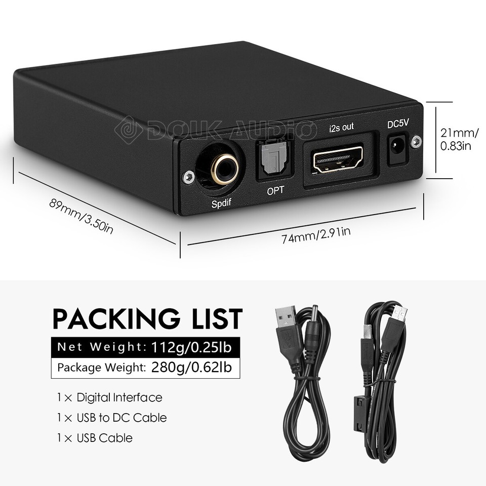 Mini XMOS XU208 USB to Coaxial /Optical /12S Converter Digital ...