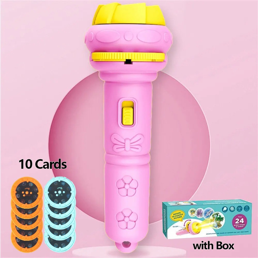 Kids Projection Flashlight Toy 10 Cards 80 Patterns Bedtime Story | eBay
