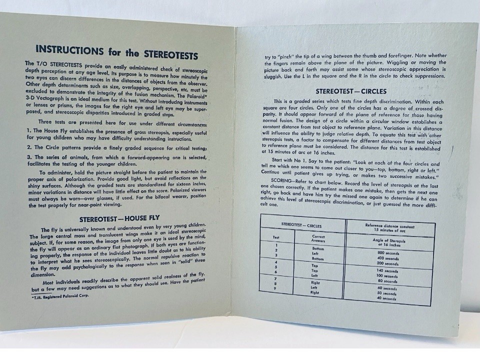STEREO FLY, Pseudo-ISO. color Vision Testing. Instructions, Score ...