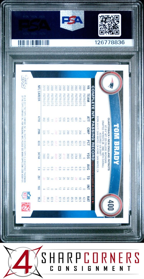 2011 TOPPS #400 TOM BRADY PATRIOTS RED JERSEY PSA 10 | eBay