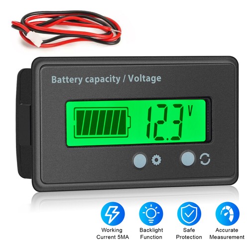 LCD Digital Display Battery Status Indicator Monitor Meter Gauge 12V ...