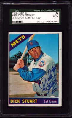DICK STUART 1966 Topps #380 AUTOGRAPH SGC Auto Signed METS Pirates d ...