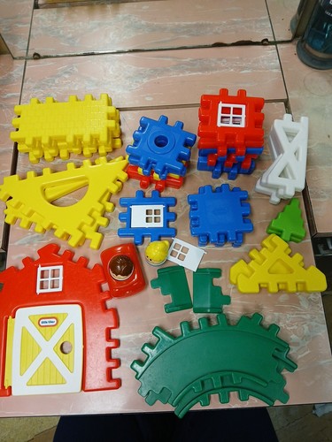 Lot Of 40 Little Tikes Waffle Blocks Parts Doors Windows Car Trees ...