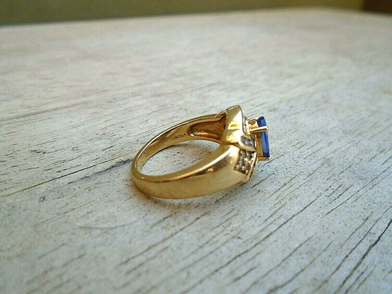 Vintage STS 14k gold 1ct Tanzanite 1/2ct channel set diamond Heavy ring ...