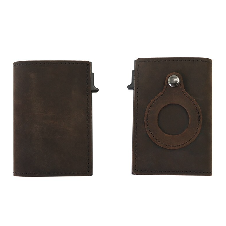 For Airtag Wallet Case Genuine Leather Credit Card Holder Magnetic Air ...