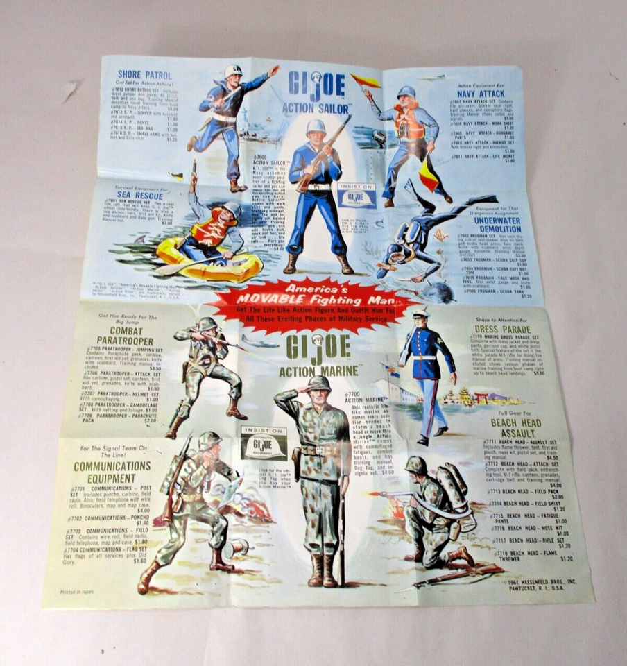Vintage 1964 GI JOE 12” Advertising Insert Hassenfeld Bros Inc. Printed ...