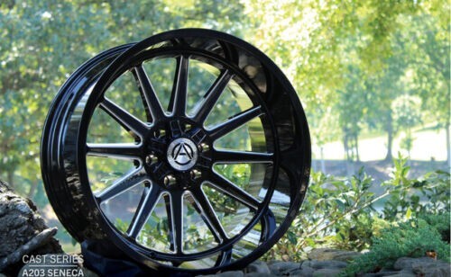 4x 22x10 Artem Offroad A203 Seneca Wheels Gloss Black Milled 22x10 6x5 ...