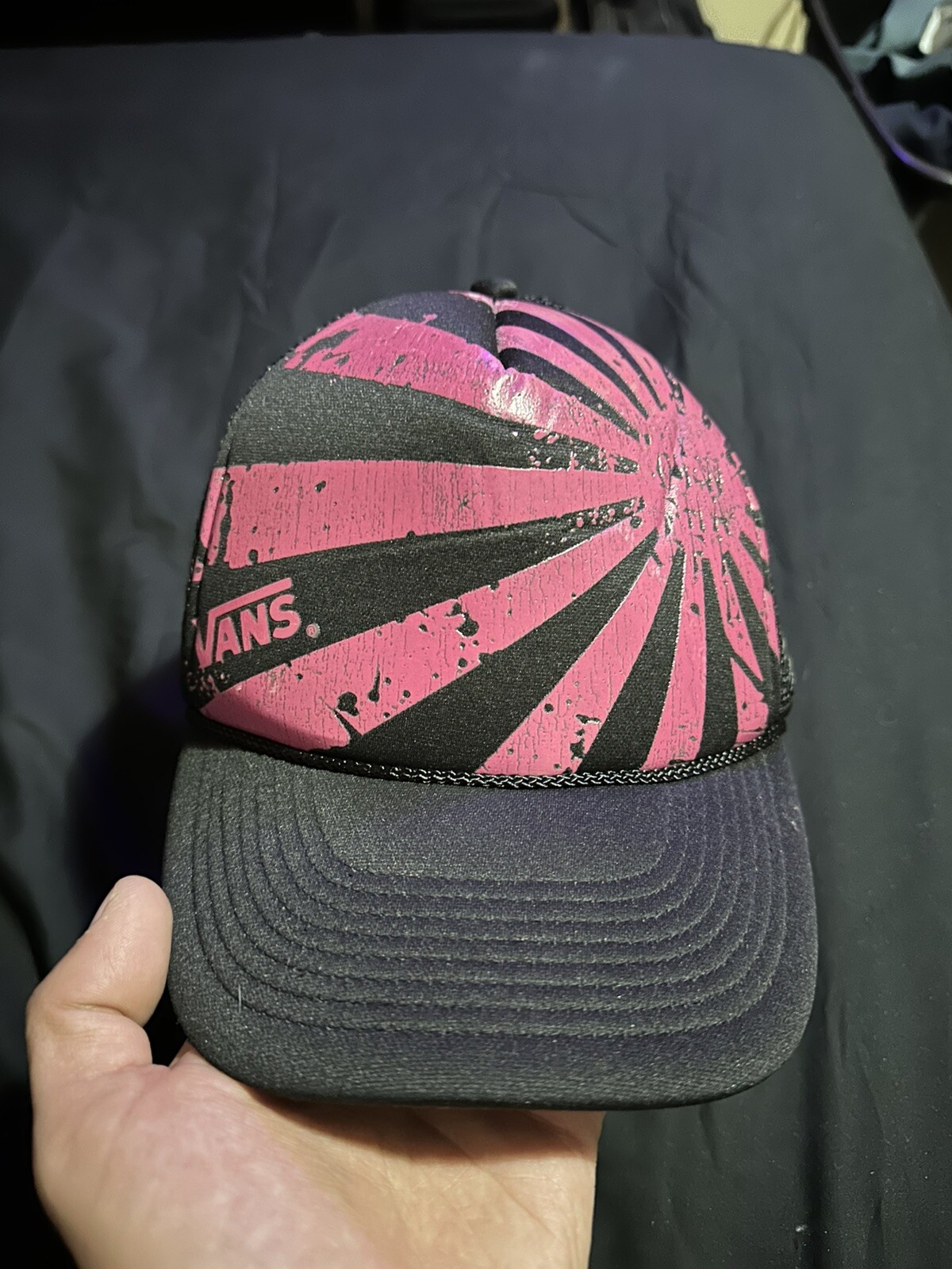 Rare Vans Sun Skateboarding Mesh SnapBack Hat Pink Bl… - Gem