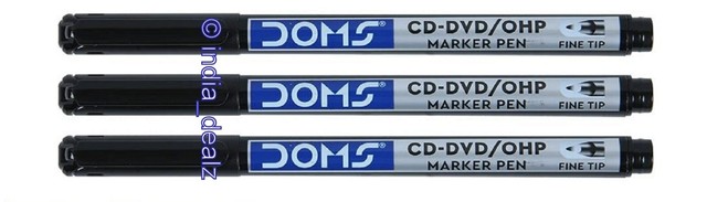 10 x DOMS Fine Tip Permanent Marker Pen Black CD /DVD/OHP Marker Water Proof Ink for sale online ...