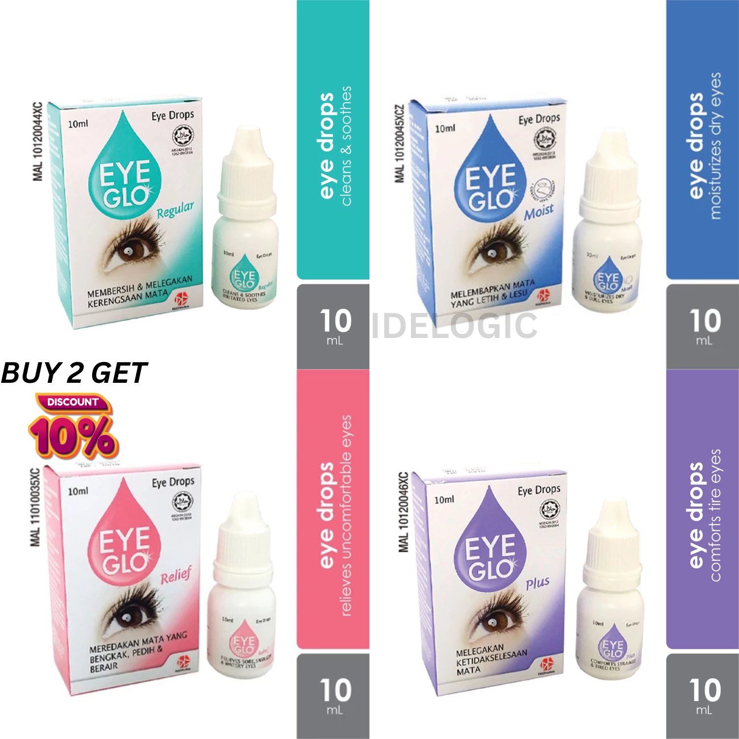 2x Eye Glo Regular Eye Drops 10ml - Sterile Solution for Eye Refreshment | eBay