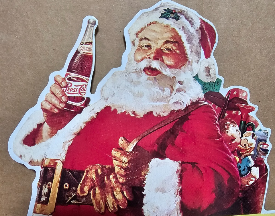 Vintage Santa Pepsi Cola Merry Christmas Advertising Litho Stout Tin ...