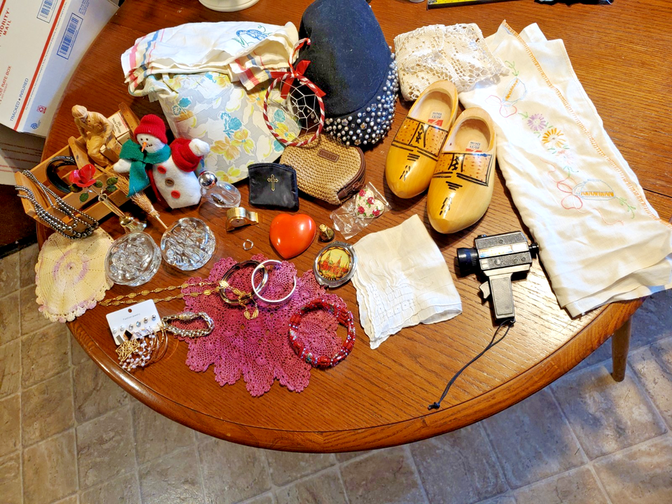 Vintage / Antique / Modern Junk Drawer lot, Jewelry, dollies, toys ...