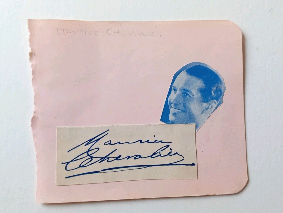 MAURICE CHEVALIER VINTAGE signed page From An Old Autograph Book SUPERB ...