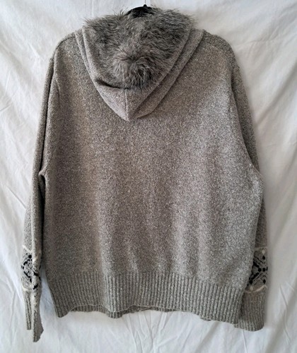 Seventh Avenue Womens Hooded Cardigan Faux Fur Button Down 3X Aztec ...