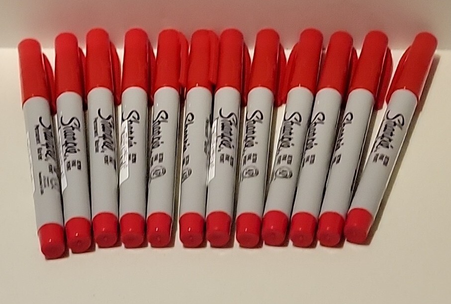Sharpie 37002 Permanent Markers, Ultra Fine Point, Red, 12 Count | eBay