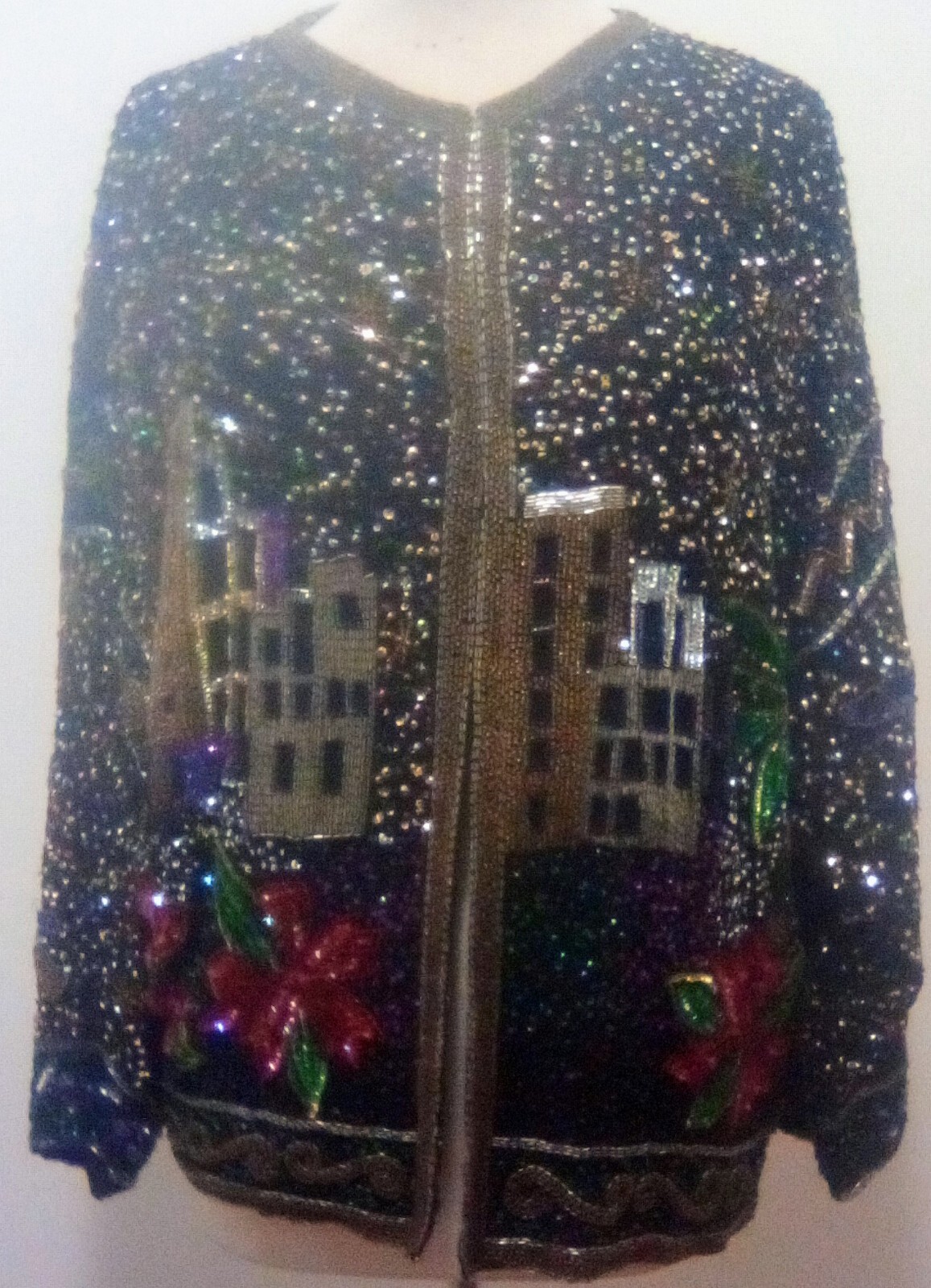 Jane Ashley Womens Beaded Jacket Colorful Small Vinta… - Gem