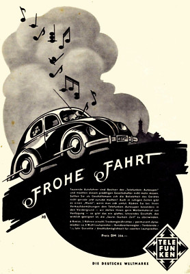 1930s Telefunken Volkwagen German Tube Poster 13 x 19 Giclee Iris Print ...
