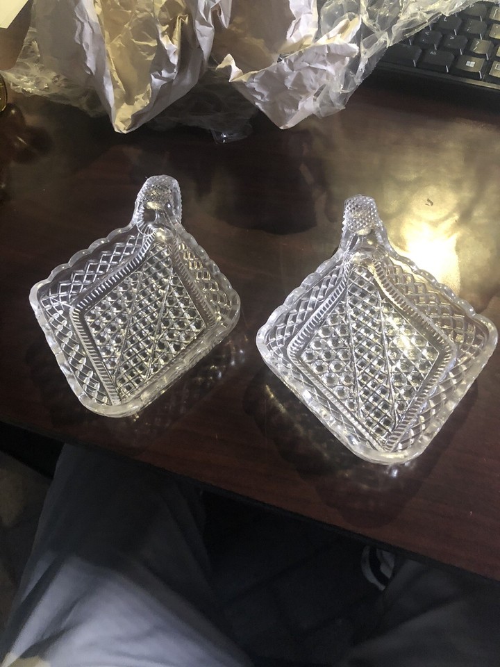 (2) Diamond Shaped Lead Crystal Trinket Candy Dish’s Bowl Clear | eBay