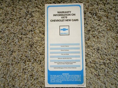 1979 Camaro Z-28 Factory GM Original Warranty Brochure Blank Potamkin ...
